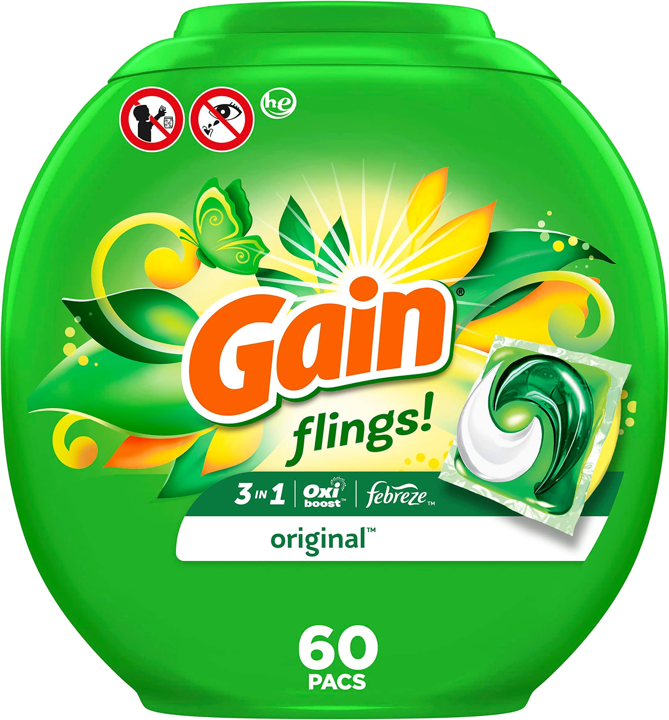 Amazon.com: Gain flings! Laundry Detergent Soap Pods, High Efficiency ...