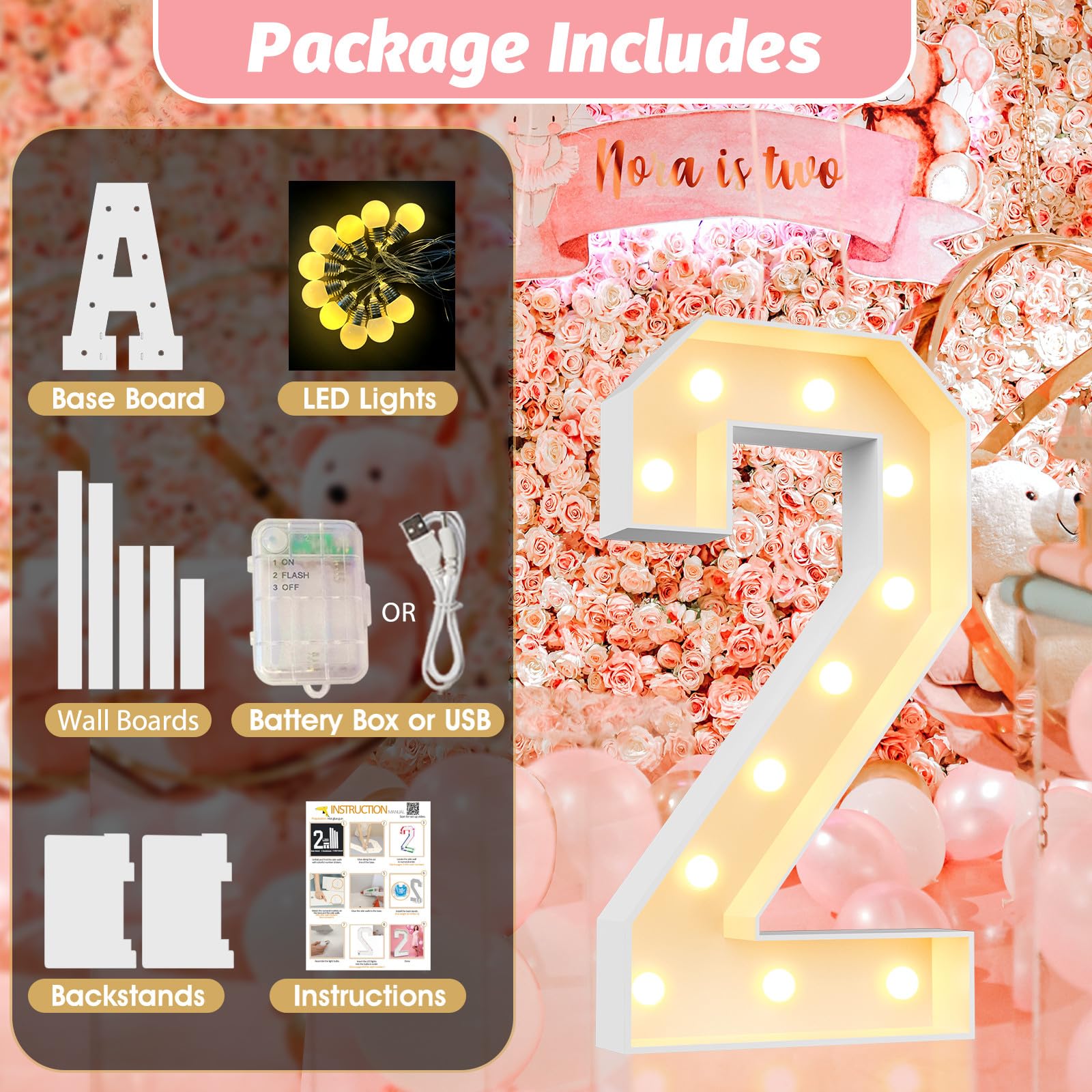 Snapklik.com : 4 FT Light Up Marquee Numbers, Marquee Number Lights 4 ...