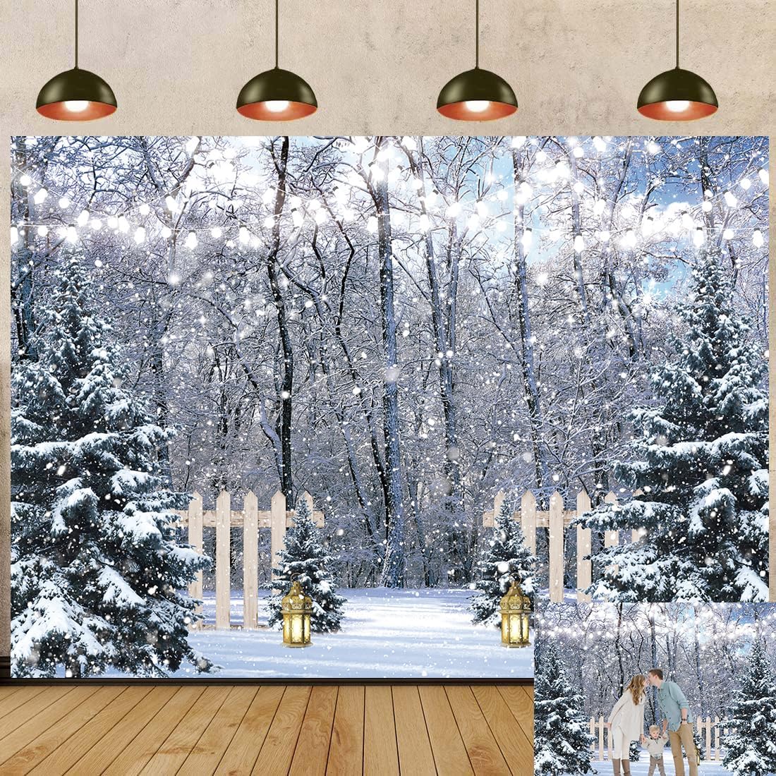 Winter Scene Backdrop Snow Wonderland Pine Tree Forest Photography ...