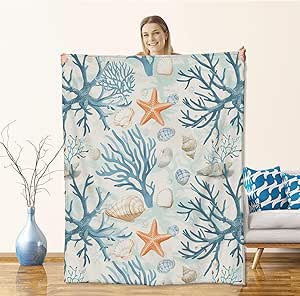 Amazon.com: cromcu Coastal Coral Reef Flannel Throw Blanket 60x50 Inch ...