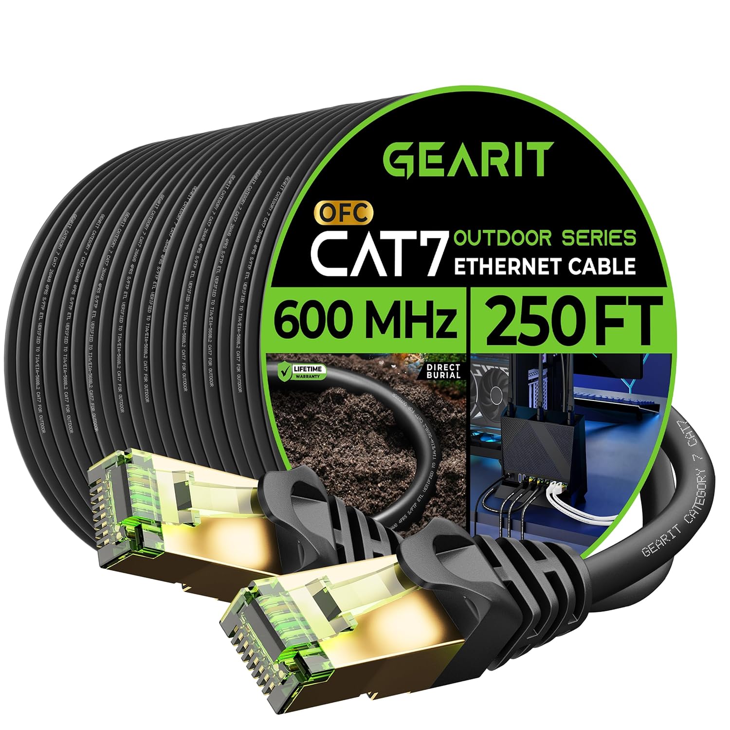 100ft Cat7 Outdoor Ethernet Cable: SFTP Shielded, Pure Copper ...