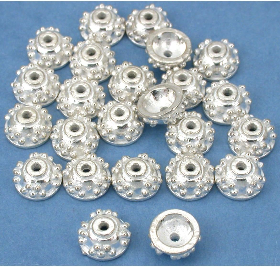 Amazon.com: Bali Bead End Caps Silver Plated Beading 7mm Approx 24 ...