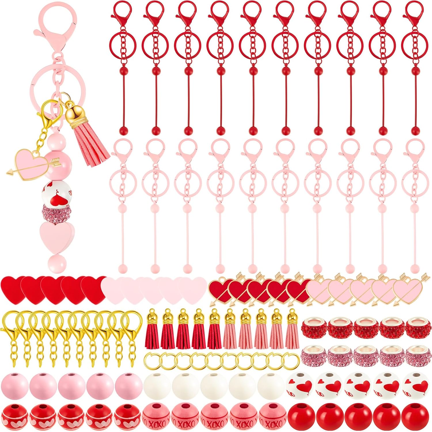 Amazon.com: Yuxung 86 Pcs Valentine's Day Beadable Keychain Bar Set ...