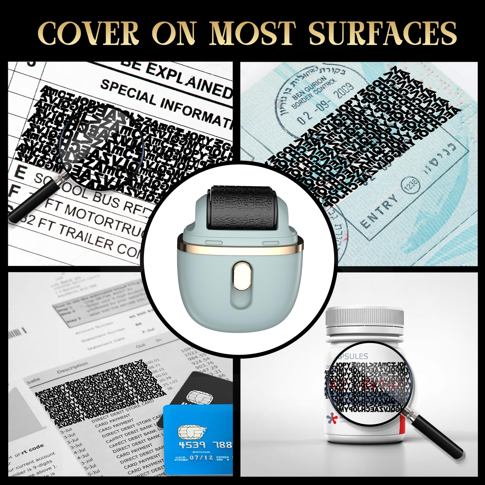 Snapklik.com : Lomil Refillable Identity Theft Protection Roller Stamp