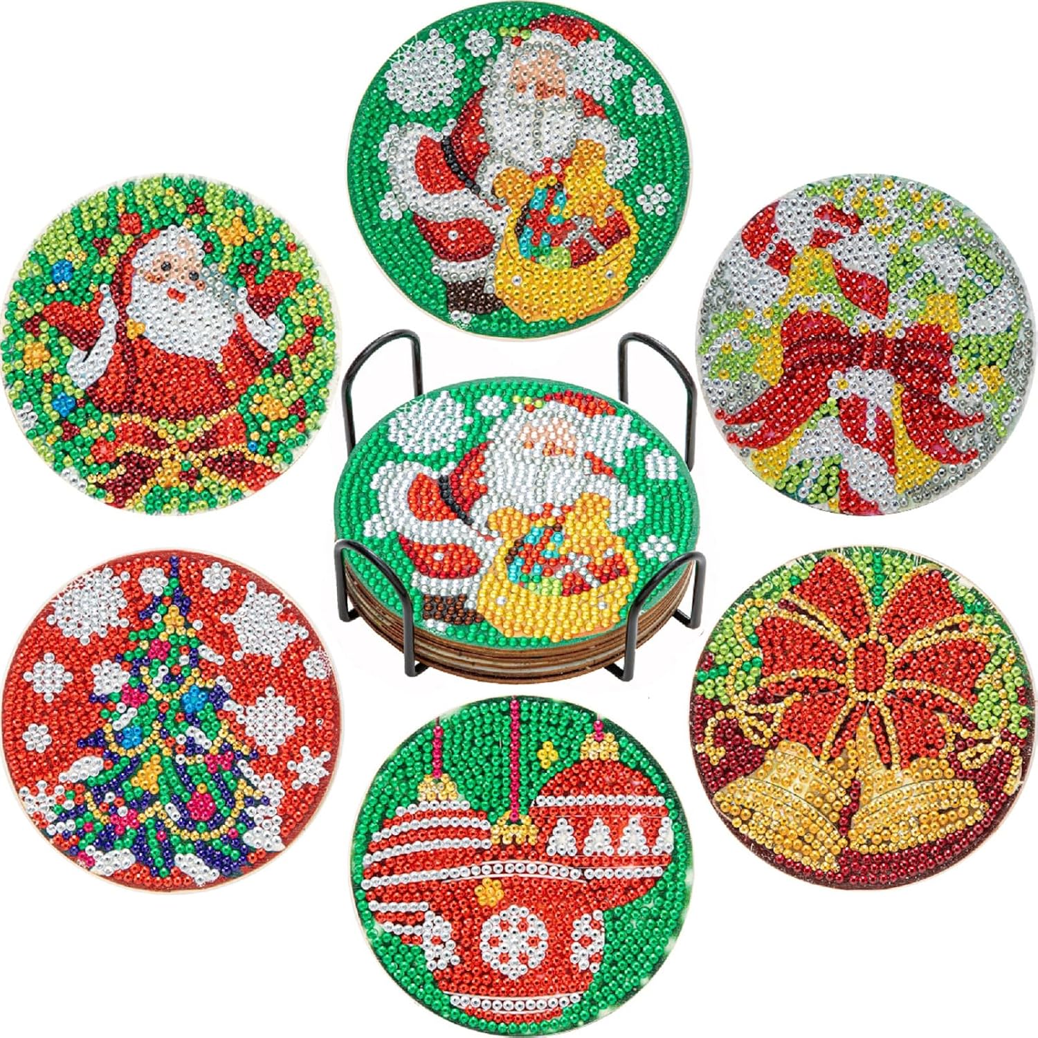 Amazon.com: Junrife Diamond Art Coasters Kits for Beginners, Christmas ...