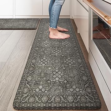 KIMODE Lot de 2 tapis de cuisine anti-fatigue, tapis de cuisine vert ...