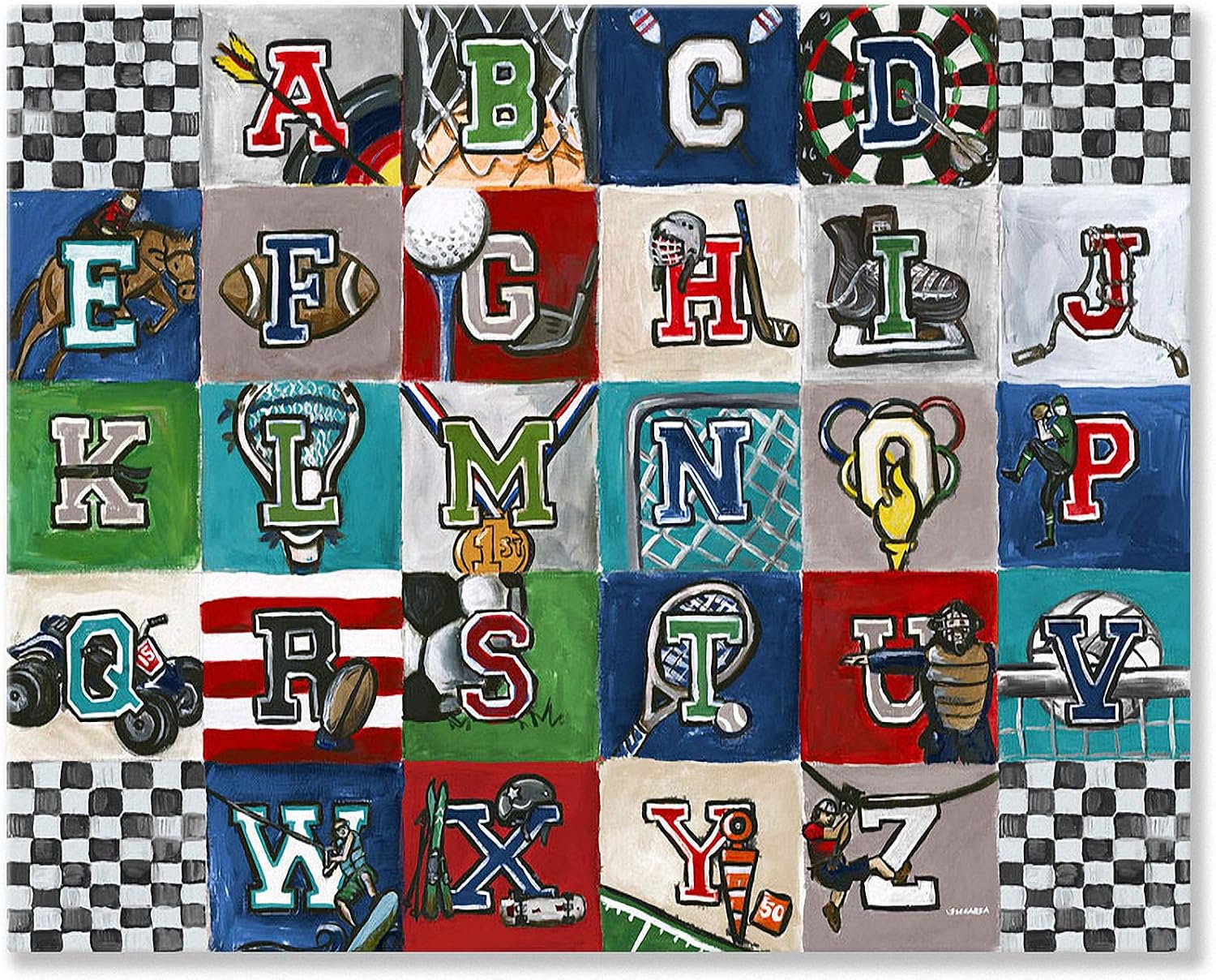 Amazon.com: Oopsy Daisy Sports Alphabet by Jones Segarra Canvas Wall ...