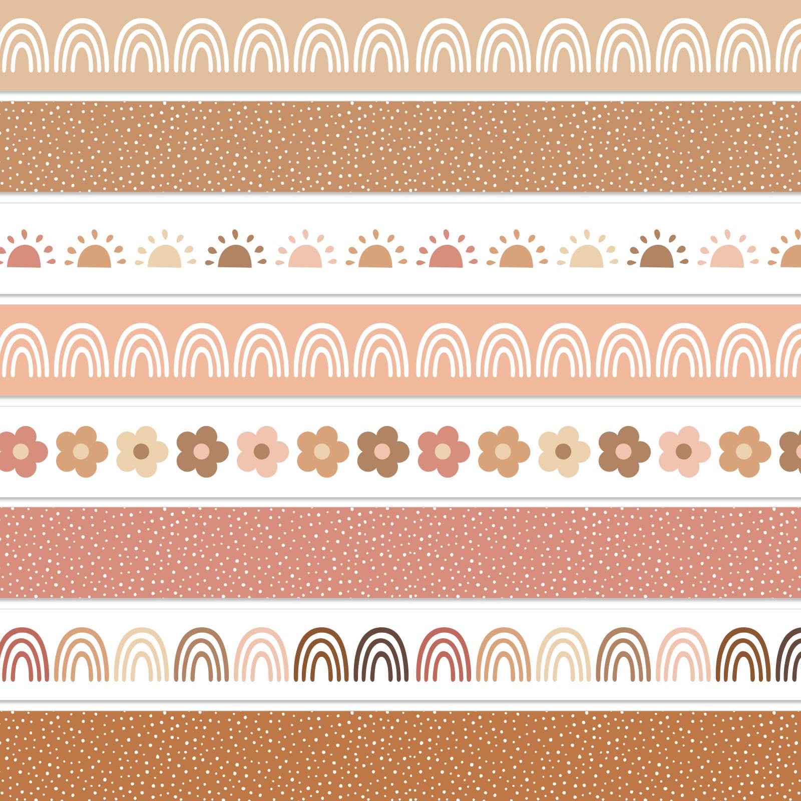 Amazon.com: AnyDesign 82Ft Boho Bulletin Board Borders Flower Rainbow ...