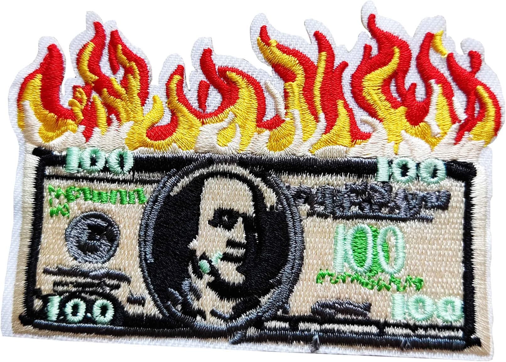 Amazon.com: Flames fire Retro Embroidered Applique Iron-on Patch Punk ...