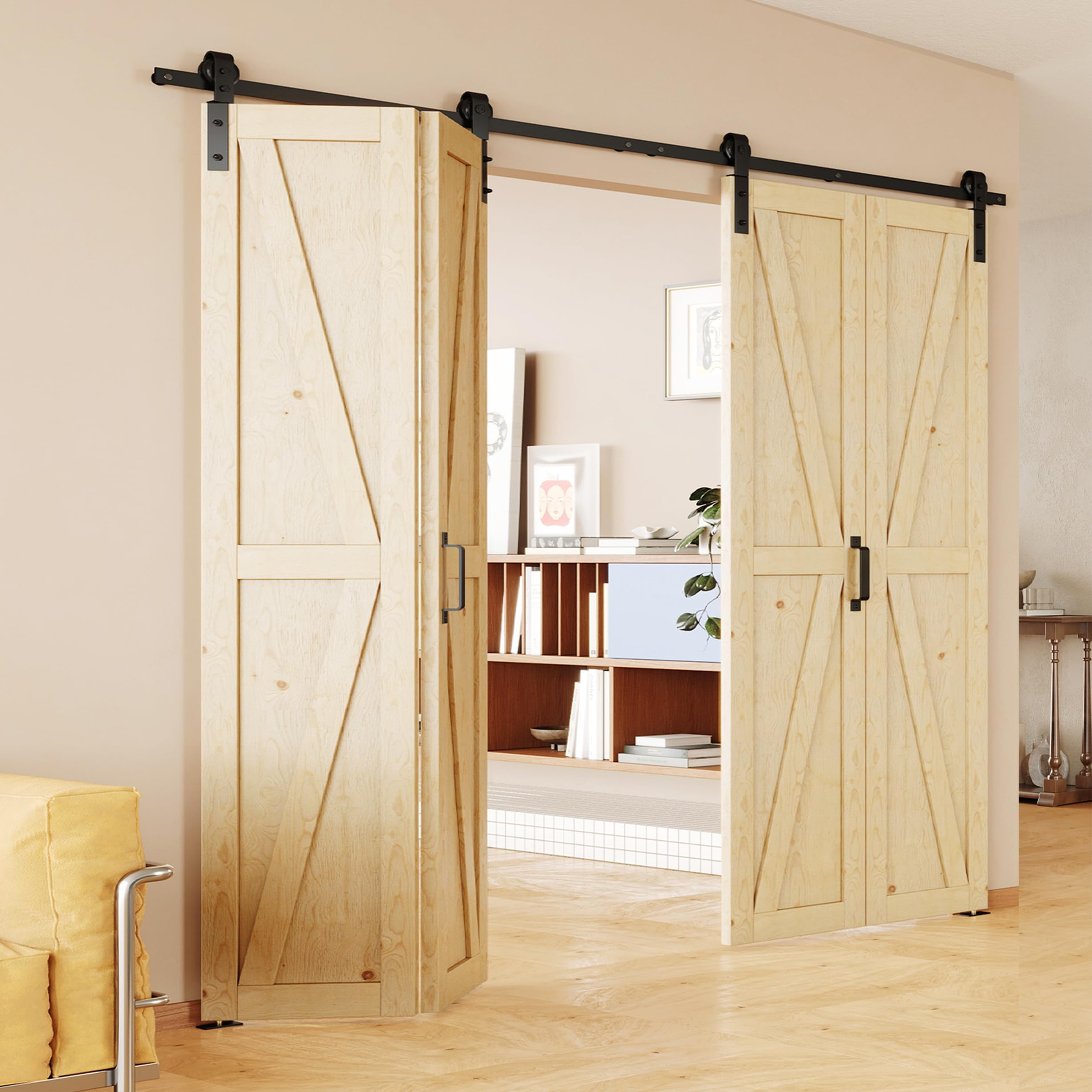Amazon.com: SOLRIG Bi-Fold Barn Door 72"（36" x2） x 84", K Shaped with ...
