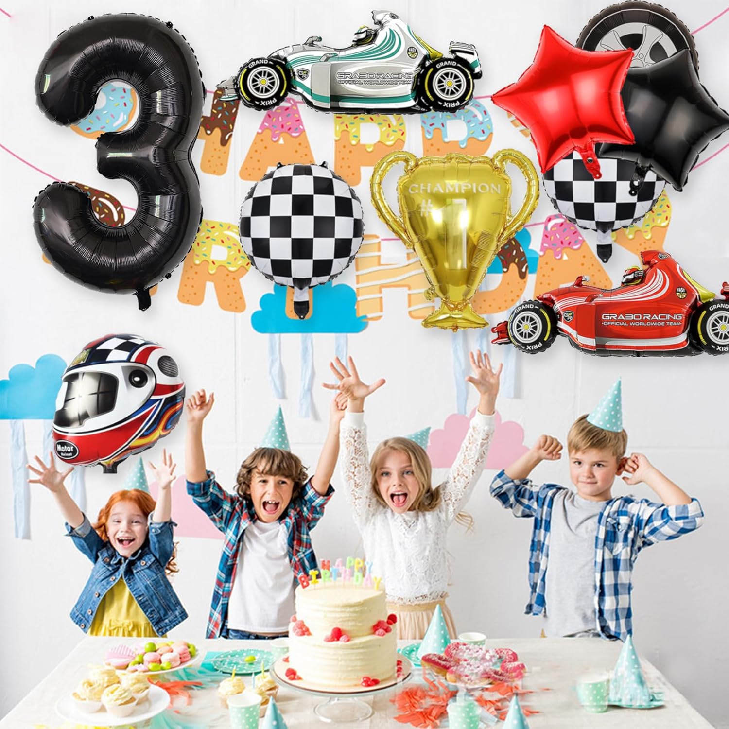 Globos de auto de carreras, 11 globos de número negro de 40 pulgadas ...