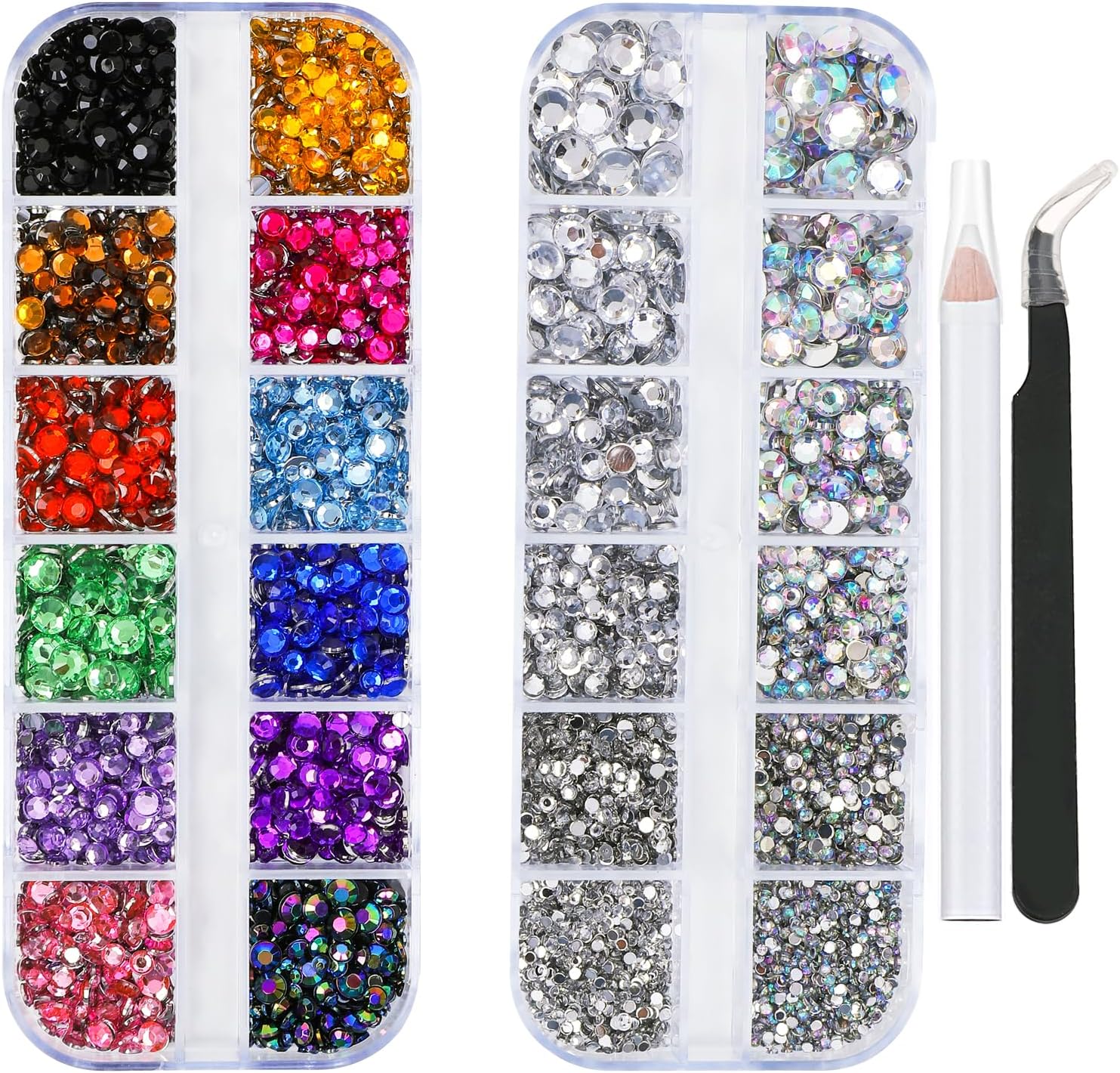 EYENICE 5320 Pieces Flat Back Gems Round Crystal Rhinestones 6 Sizes (1 ...