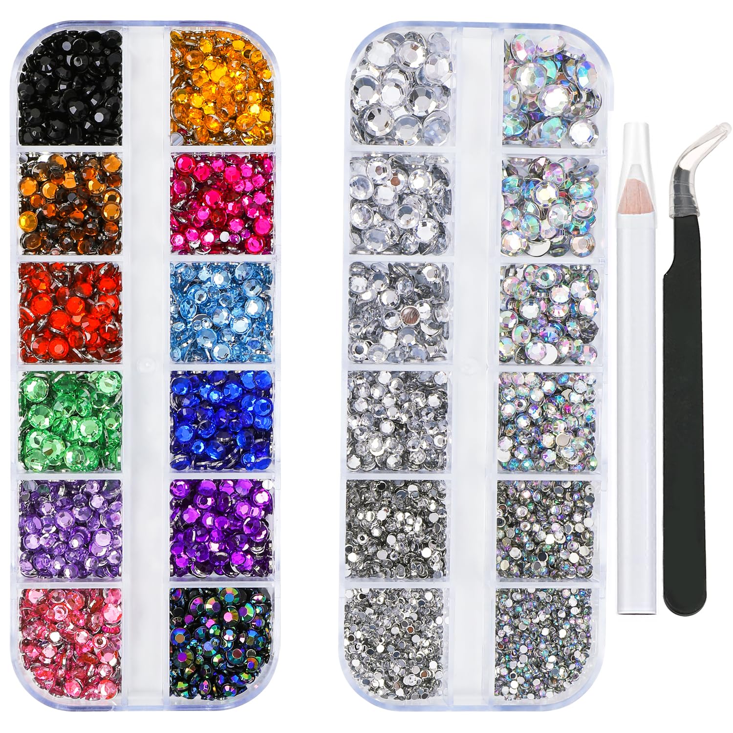 Amazon.com: 5320 Pieces Flat Back Gems Round Crystal Rhinestones 6 ...