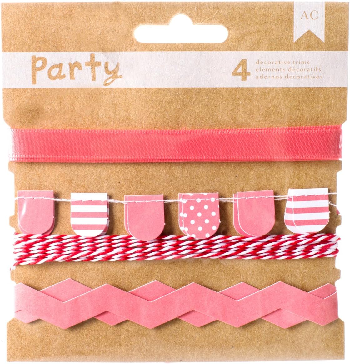 Amazon.com: American Crafts DIY Party Decorative Trims (4 Pack), Pink ...