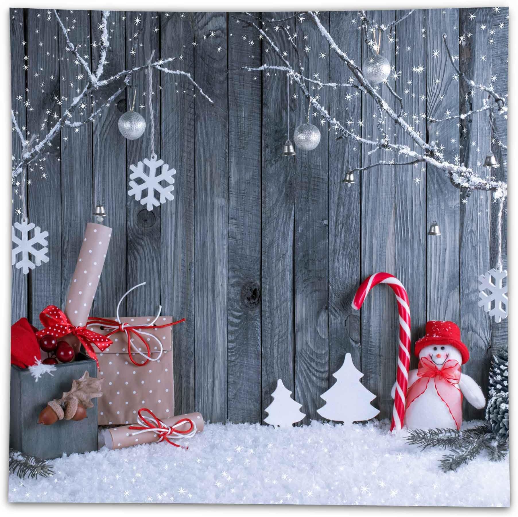 Amazon.com : Funnytree 6 x 6 FT Christmas Winter Backdrop Snow ...