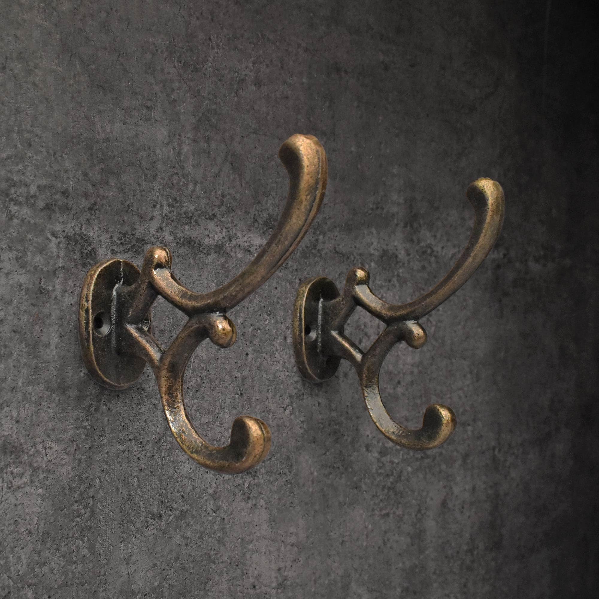 Amazon.com: BROOK AND BIRCH Antique Brass Coat Hooks Wall Mounted Iron ...