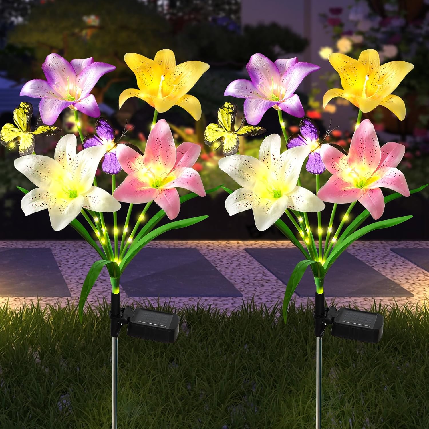 Amazon.com : Alynsehom 2 Pack Solar Garden Lights, 29in Outdoor ...