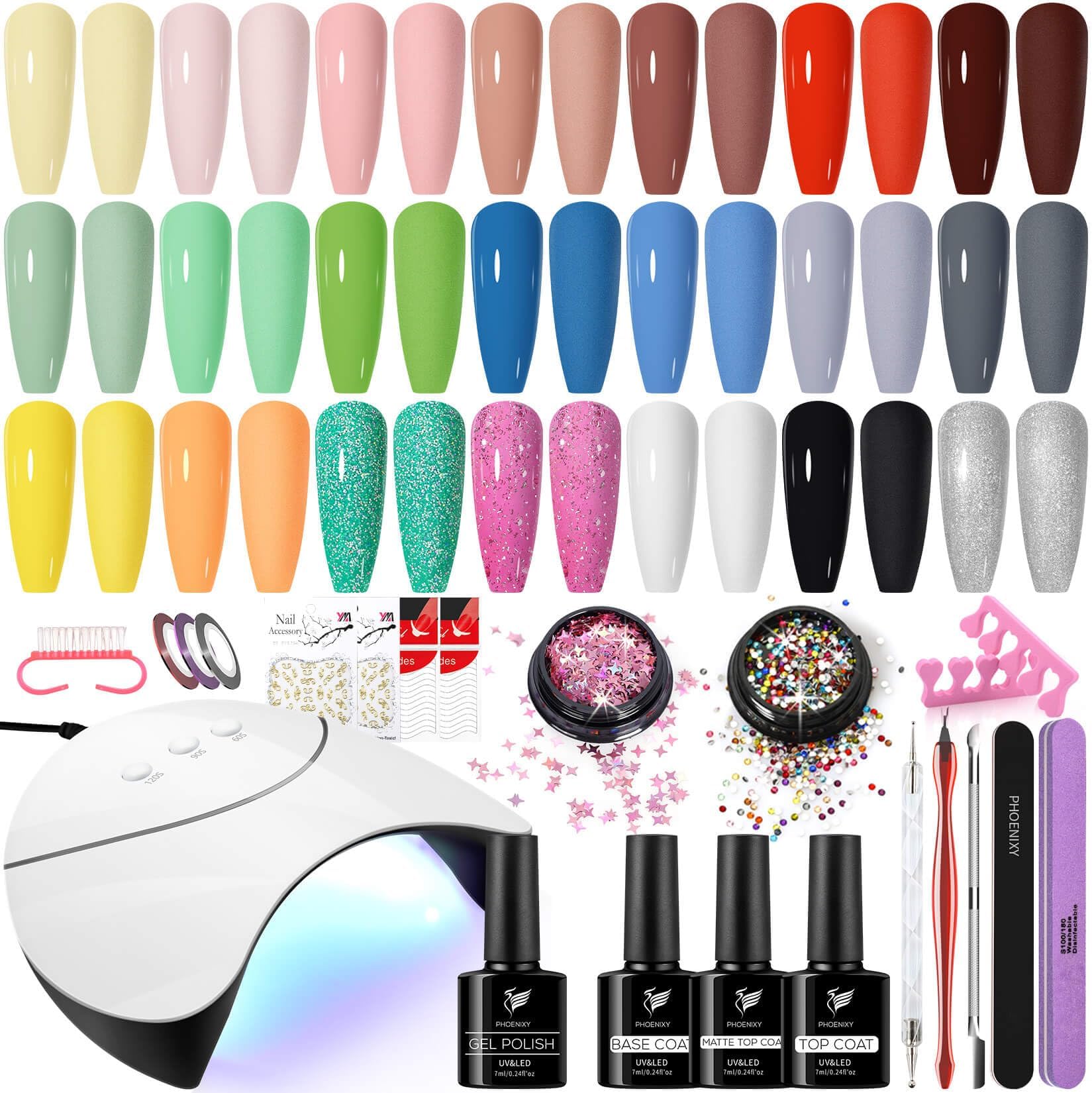 Amazon.com : Phoenixy Gel Nail Polish Set - 42Pcs Gel Nail Polish Kit ...