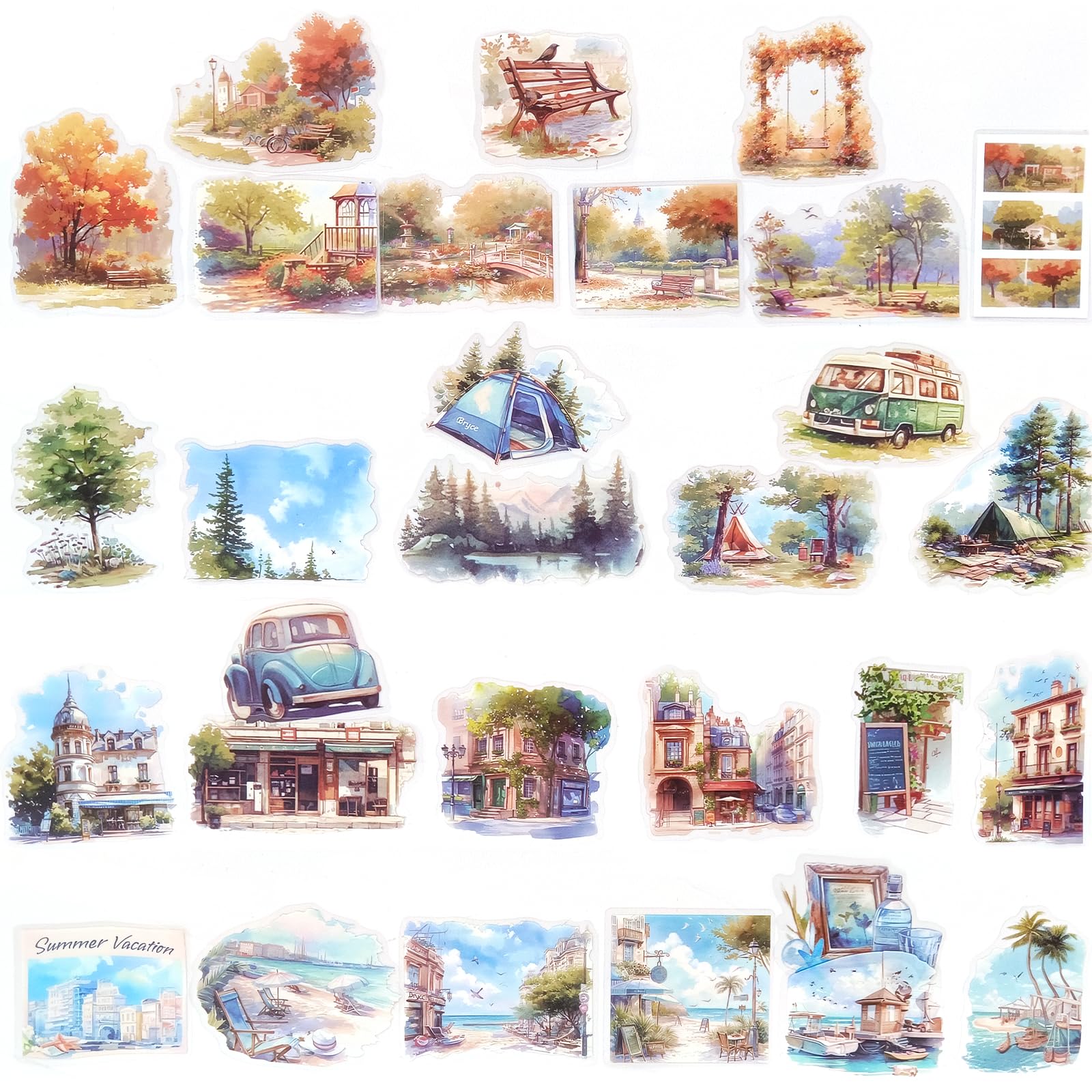 Amazon.com: Ychsring Nature Landscape Stickers Set - 120 Pcs Clear PET ...