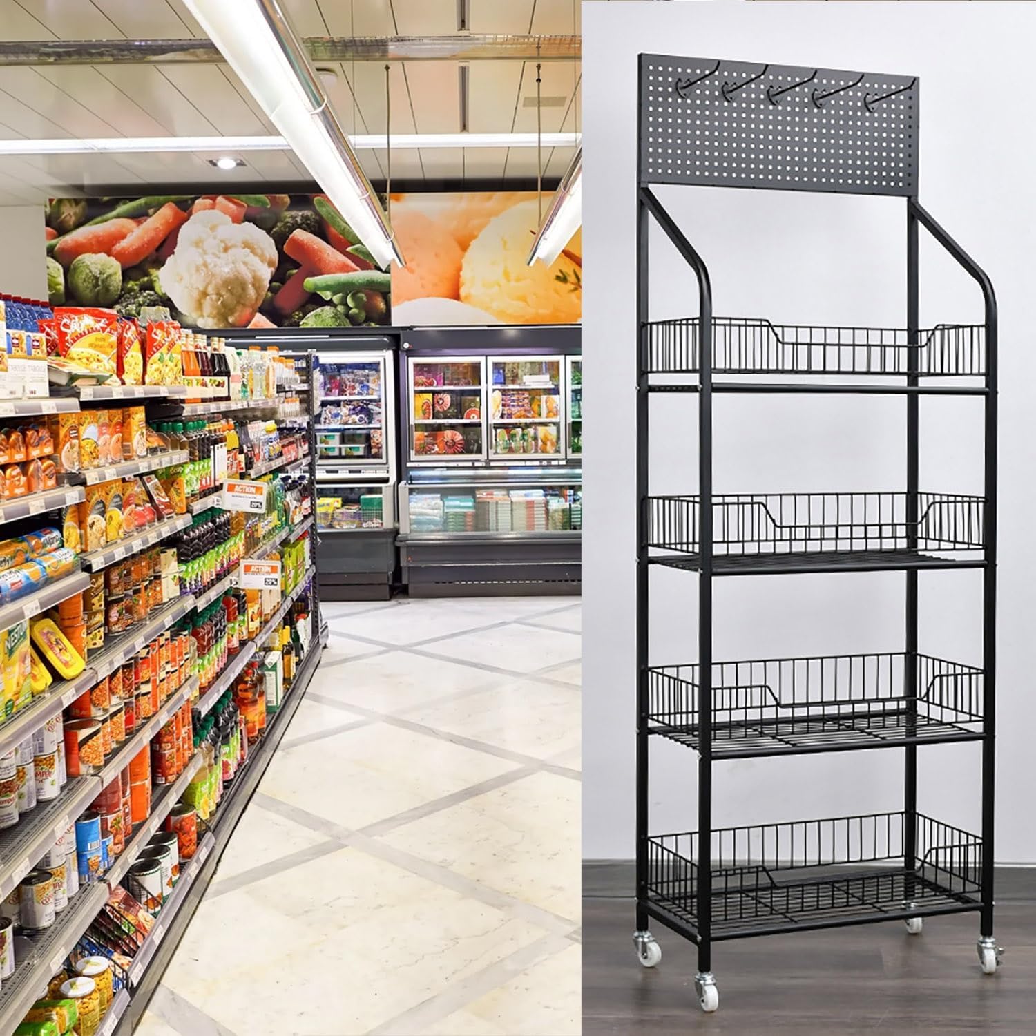 Amazon.com: OMKUOSYA 4 Tier Retail Display Rack Stand, Bakery Display ...