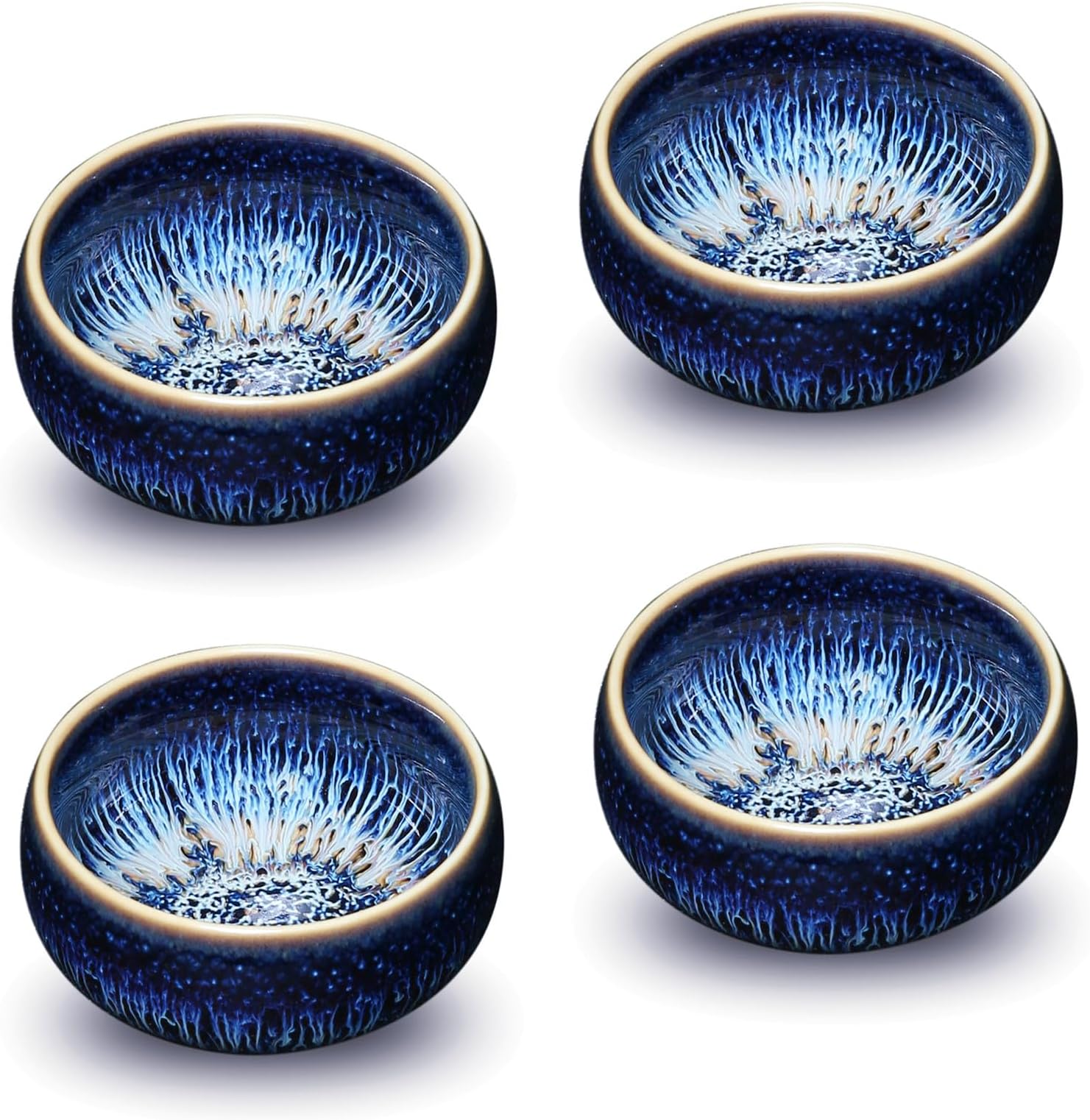 Amazon.com | Apingjenz Handmade Tenmoku Tea Cups, 4.4oz /130ml Blue ...