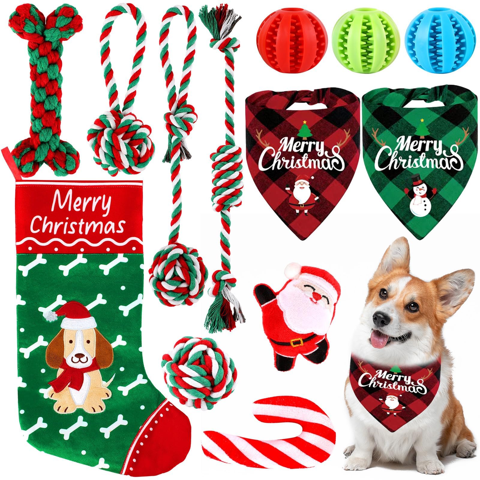 Amazon.com: 12Pcs Christmas Dog Stocking Toys Christmas Dog Gift Set ...
