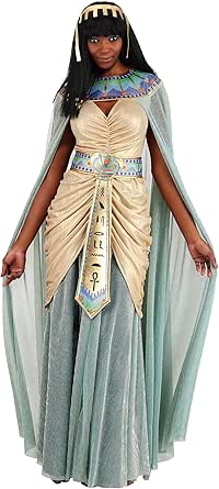 Amazon.com: Queen Cleopatra Costume for Women - Dress, Belt, Cape, and ...