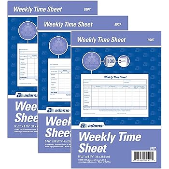 Amazon.com : Adams Weekly Time Sheet, 1-Part, 5.5 x 8.5 Inches, Blue ...