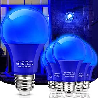 LEDERA LED Blue Light Bulb, 60W Equivalent, A19 Blue Color Light Bulbs ...