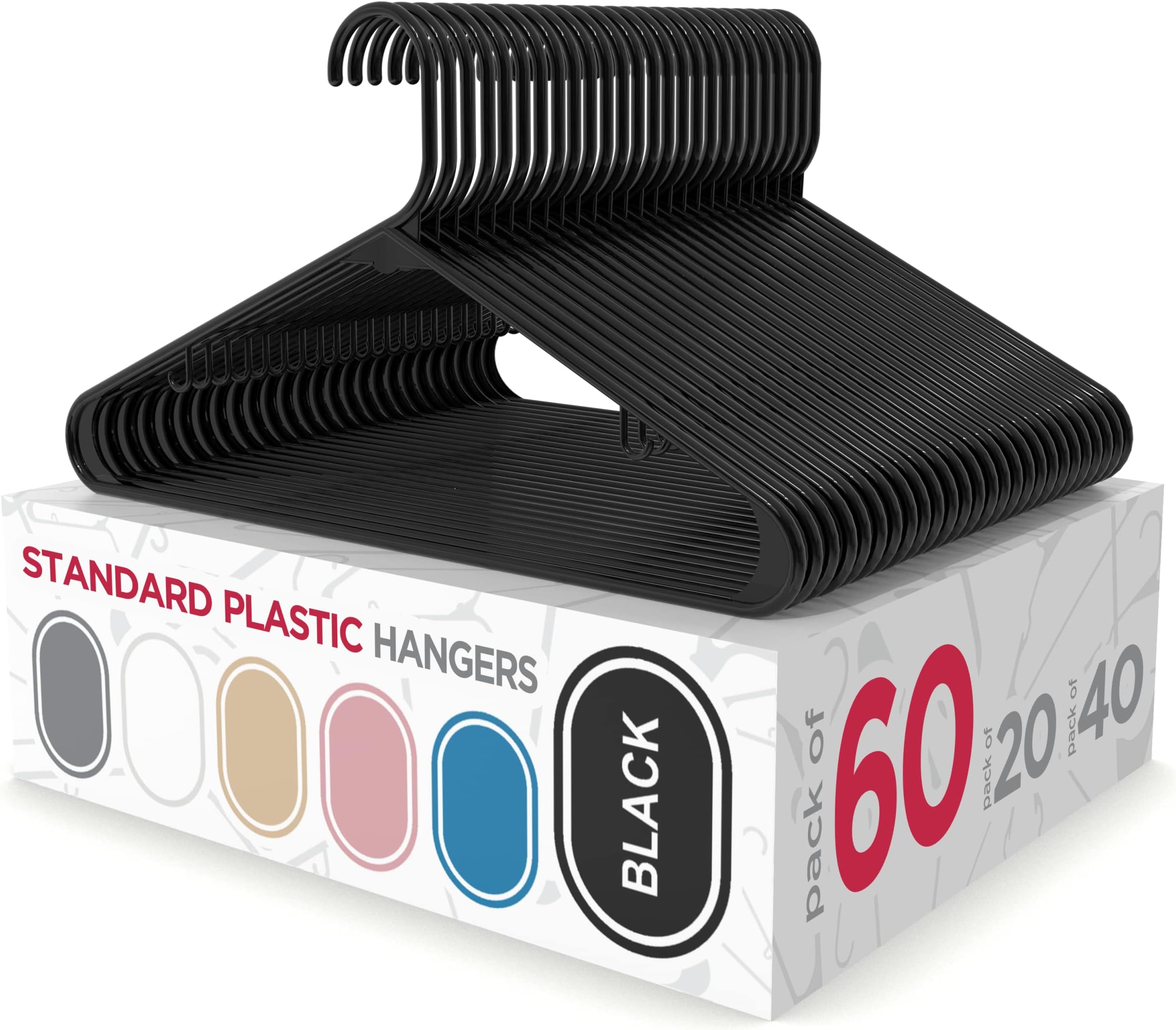 Amazon.com: Ultra Heavy Duty Plastic Clothes Hangers - Black - Durable ...