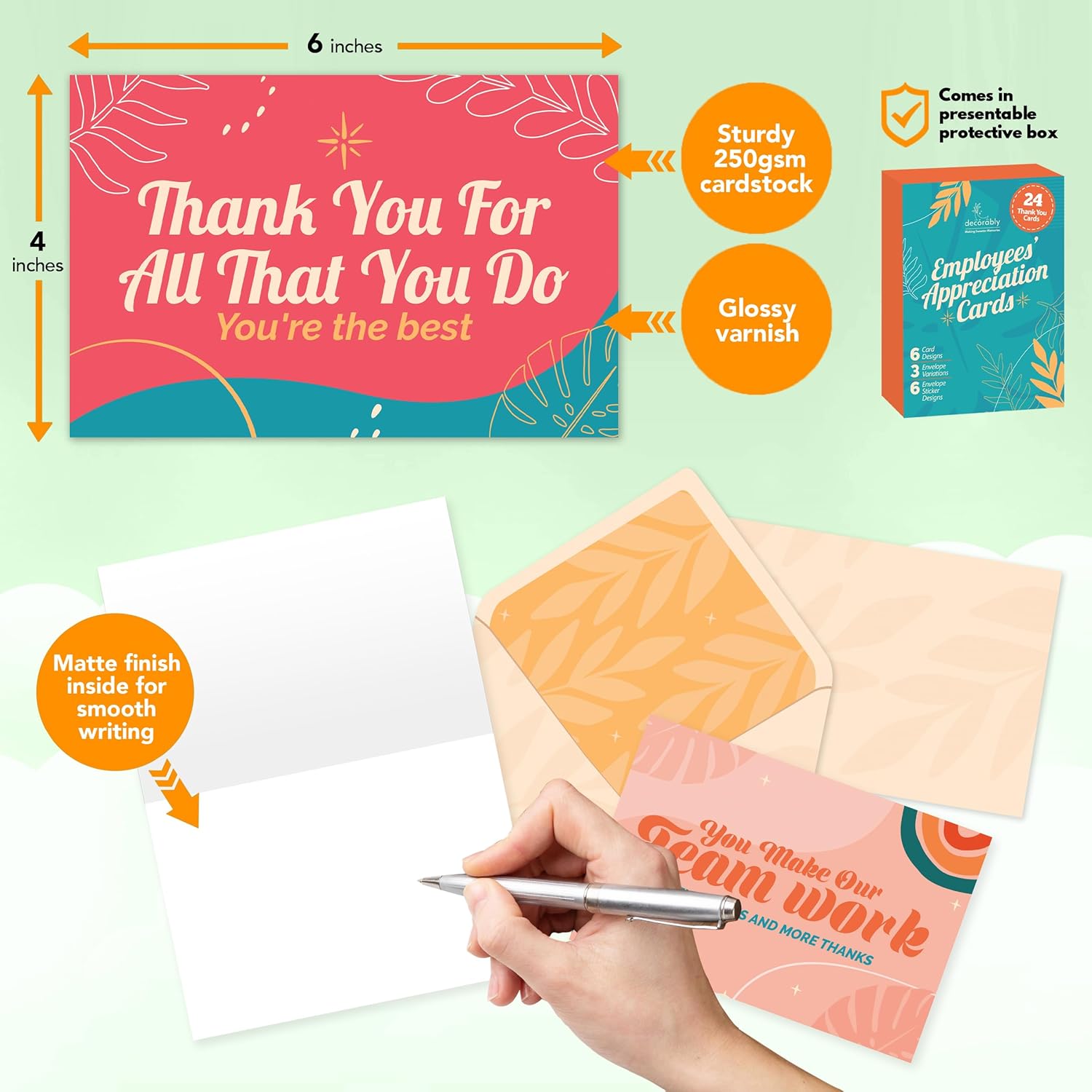 Decorably 24 Pack 6x4in Employee Appreciation Cards Philippines | Ubuy