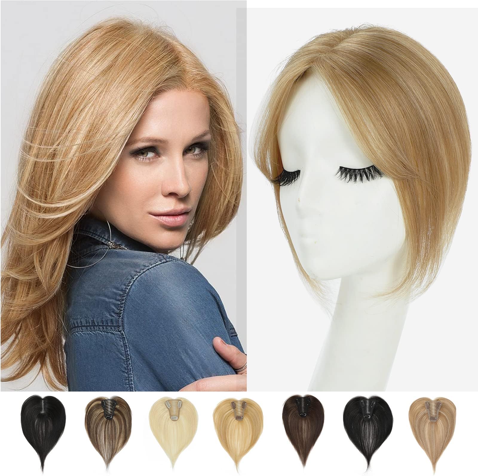 Amazon.com : luckkimode Hair Toppers for Women Real Human Hair Toppers ...