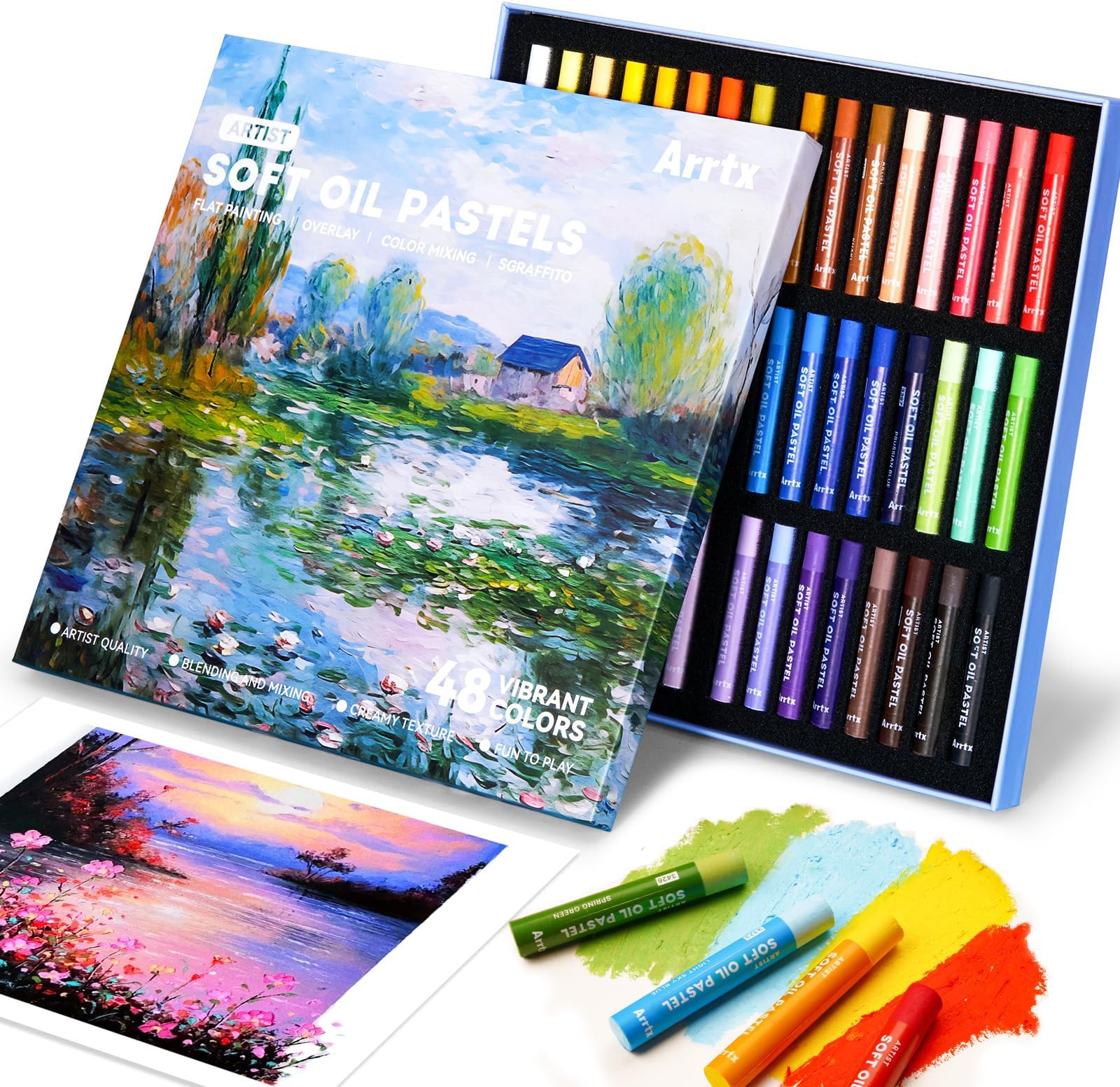 Amazon.com : Arrtx Artist Oil Pastels 48 Colors Set, Soft Oil Pastel ...