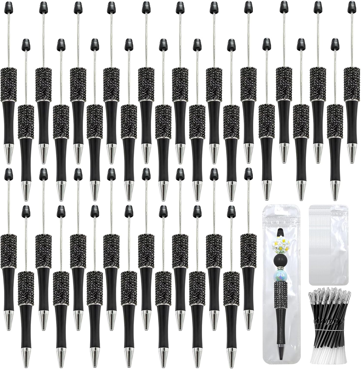 Amazon.com : DASTTUIS 75 Pieces DIY Beadable Pens Kit - 25 Black ...
