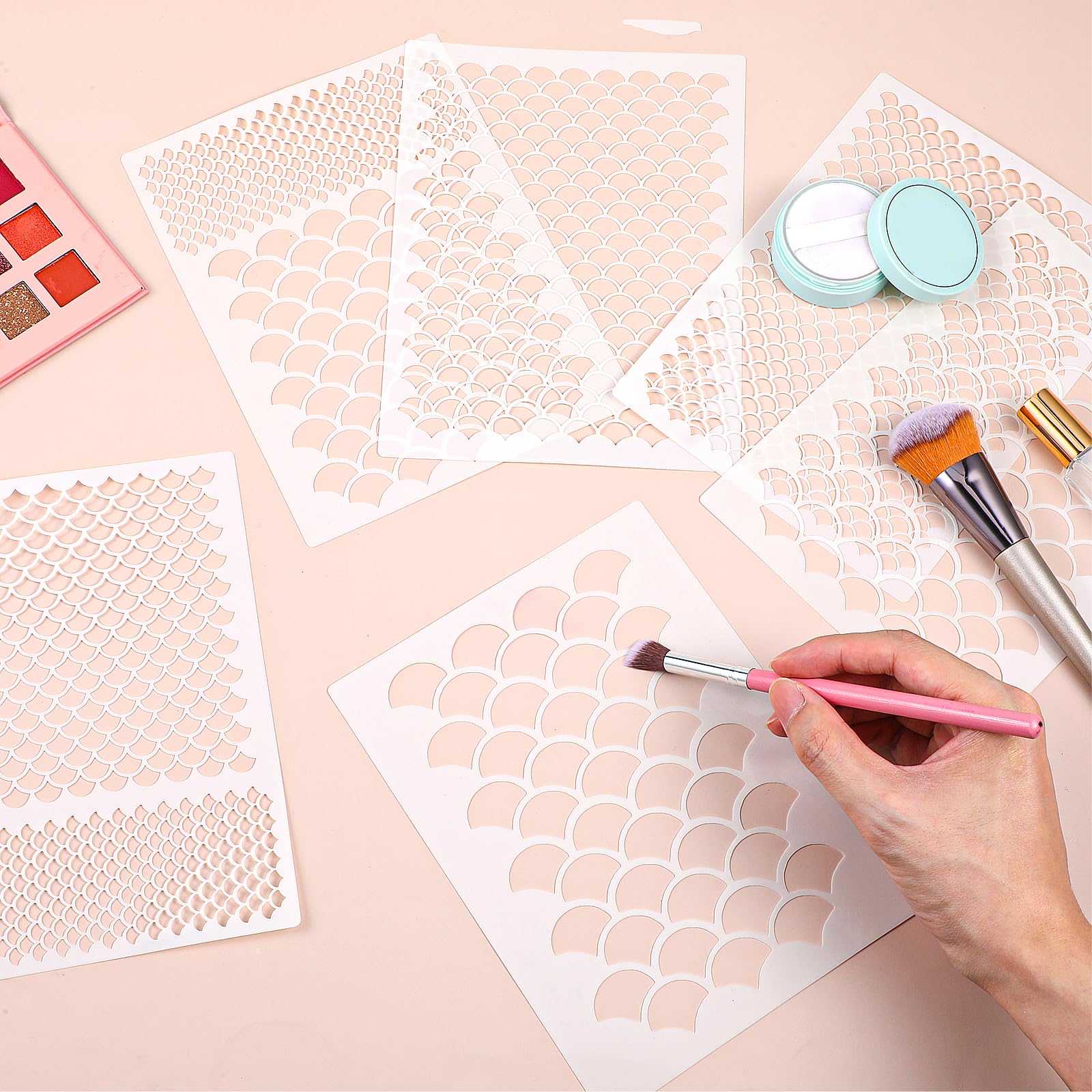 Mermaid Scales 6-Piece Fish Scale Stencil Kit - Reusable Templates For ...