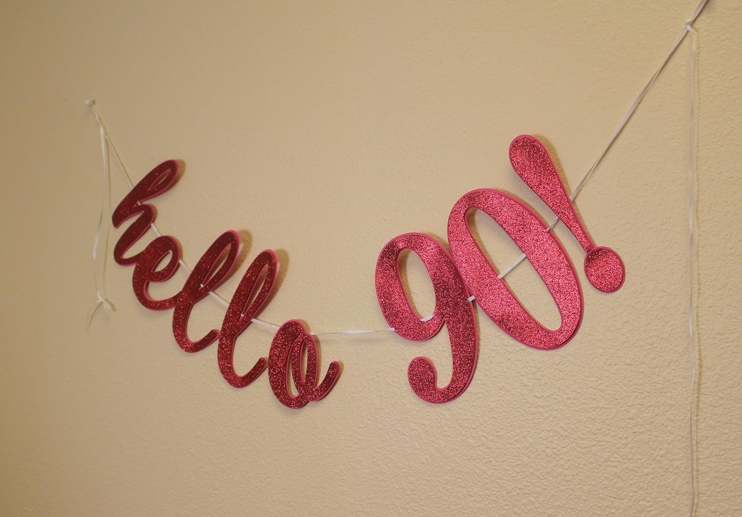 Amazon.com: All About Details Hello 90! Cursive Banner (Red) : Home ...
