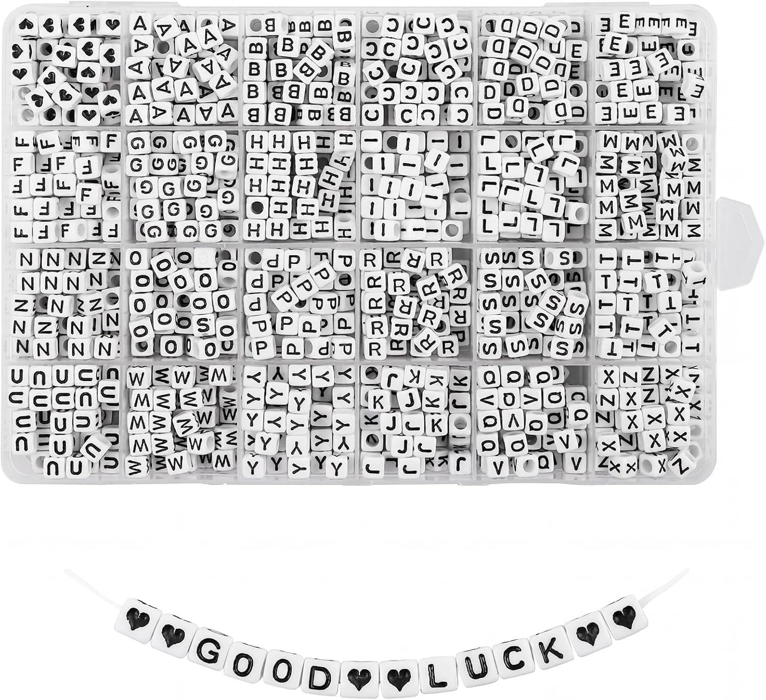 Amazon.com: Quefe 1440pcs Acrylic Letter Beads White Cube Sorted ...