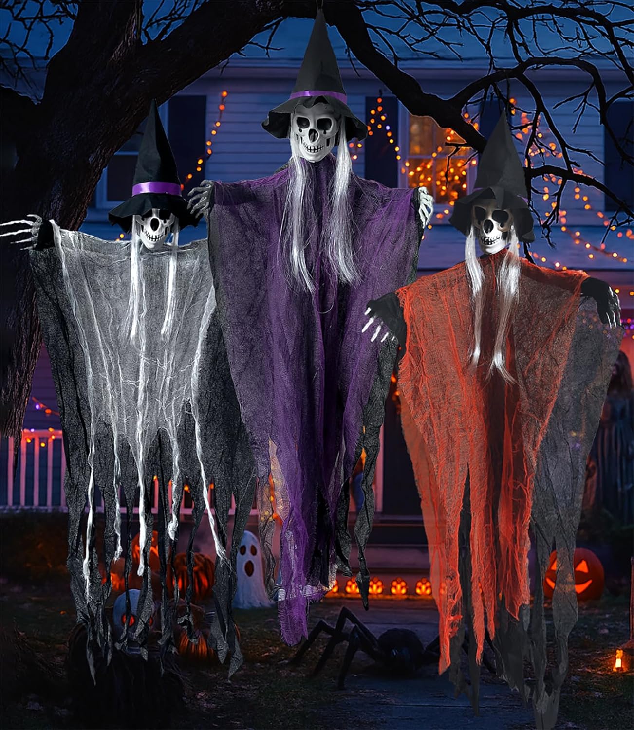 Amazon.com: Halloween Decorations, 3 Pack Halloween Hanging Wizard Hat ...