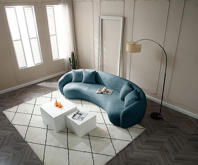 Amazon.com: Minimalist Style Boucle Fabric Upholstered Curved Sofa, 5 ...