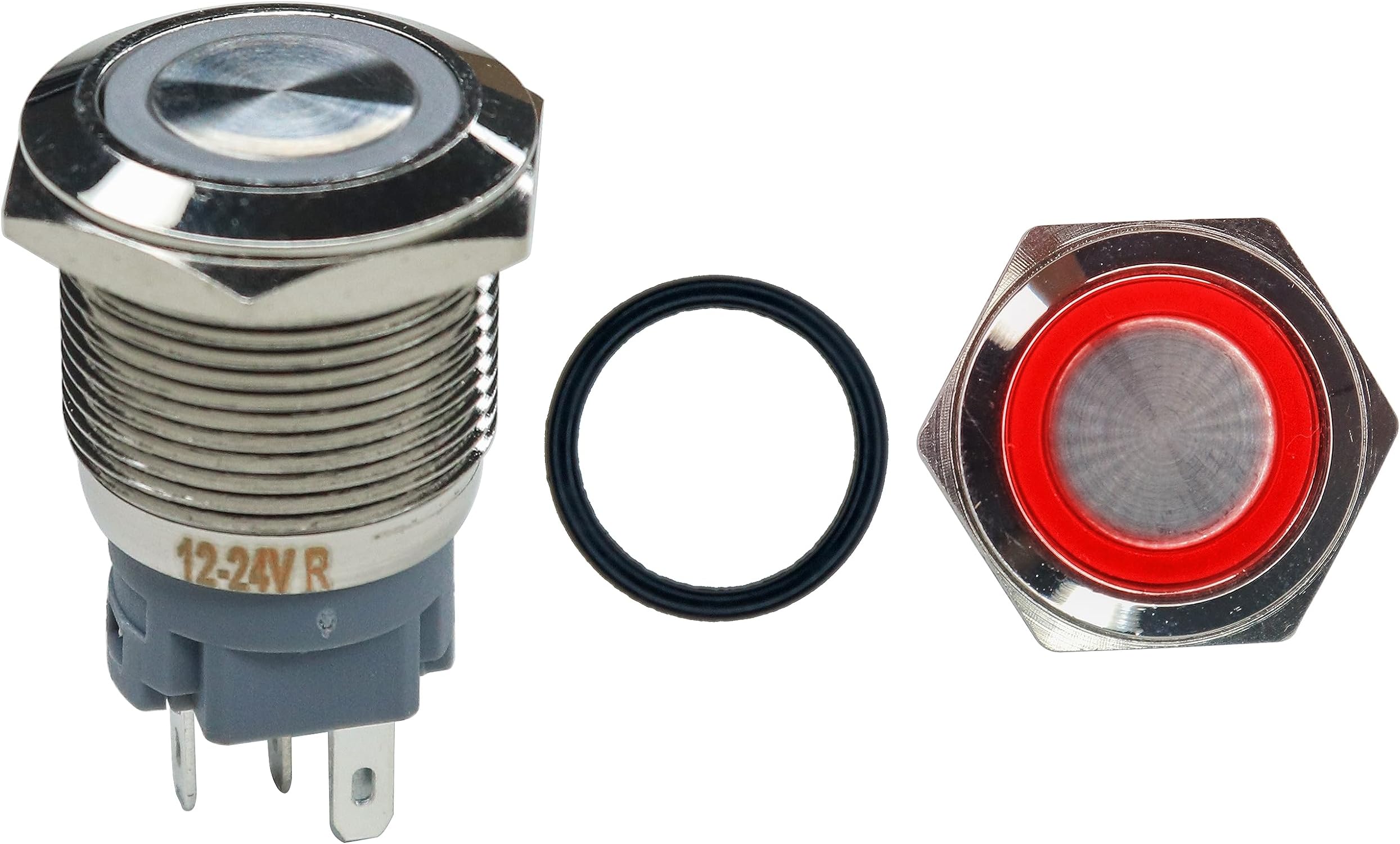 Electronic Spices 19 mm 12-24V Ring Light Self Locking Push Button ...