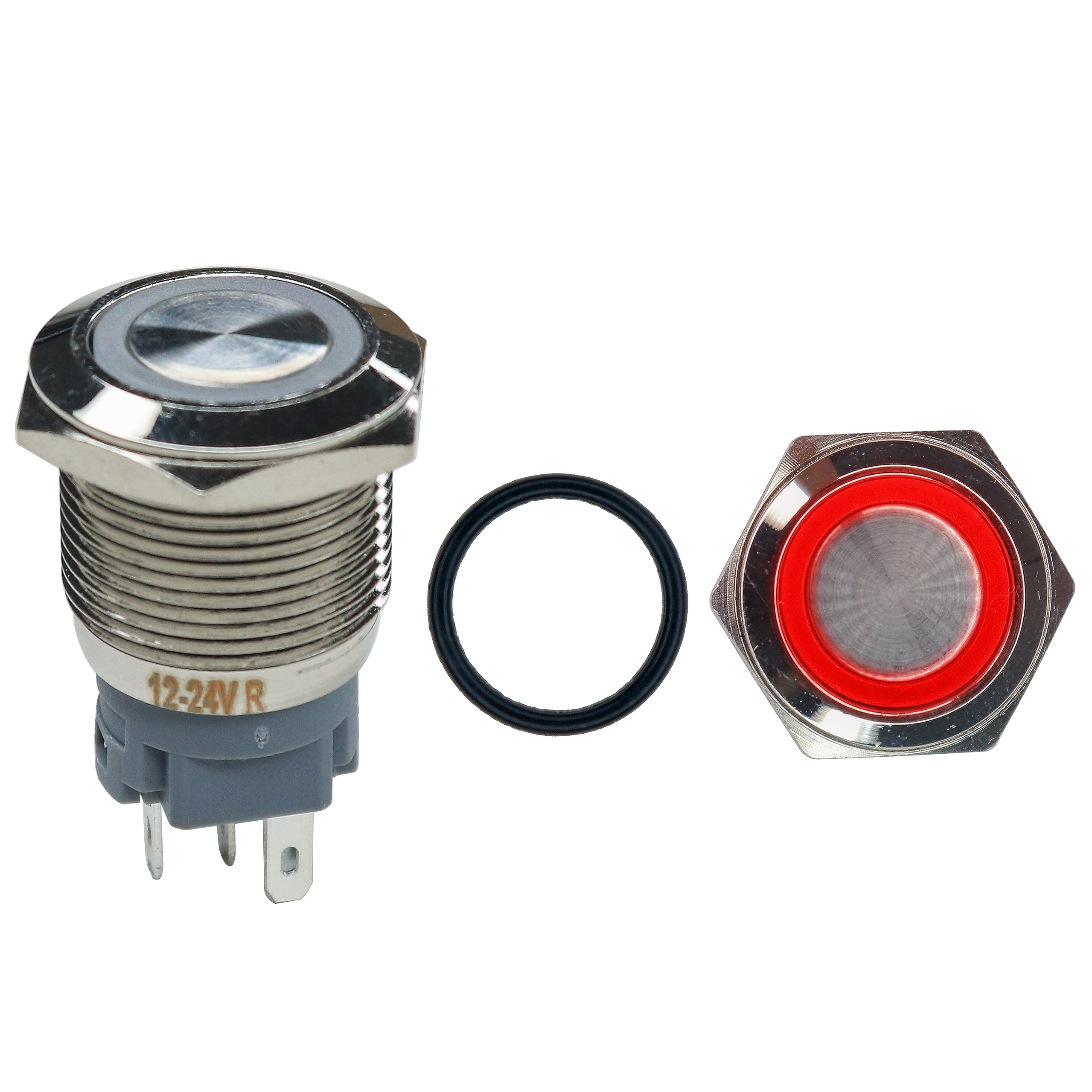 Electronic Spices 19 mm 12-24V Ring Light Self Locking Push Button ...