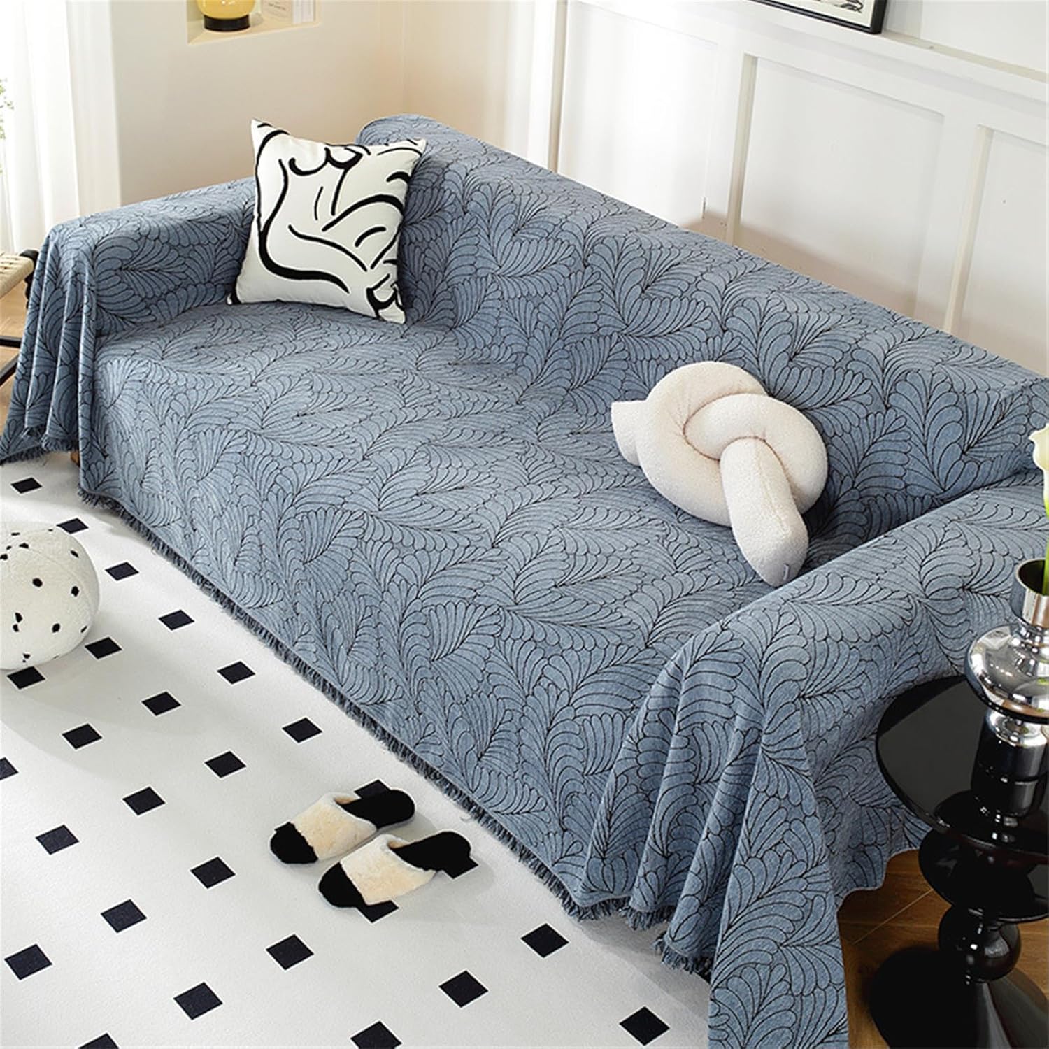 FANSU Throw for Sofa Large 1/2/3/4 Seater, Shell Jacquard Soft Throw ...