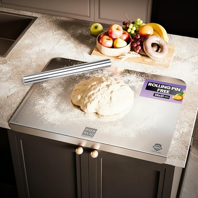 Buy Porslin Stainless Steel Chopping Board Large, Countertop Chopping ...