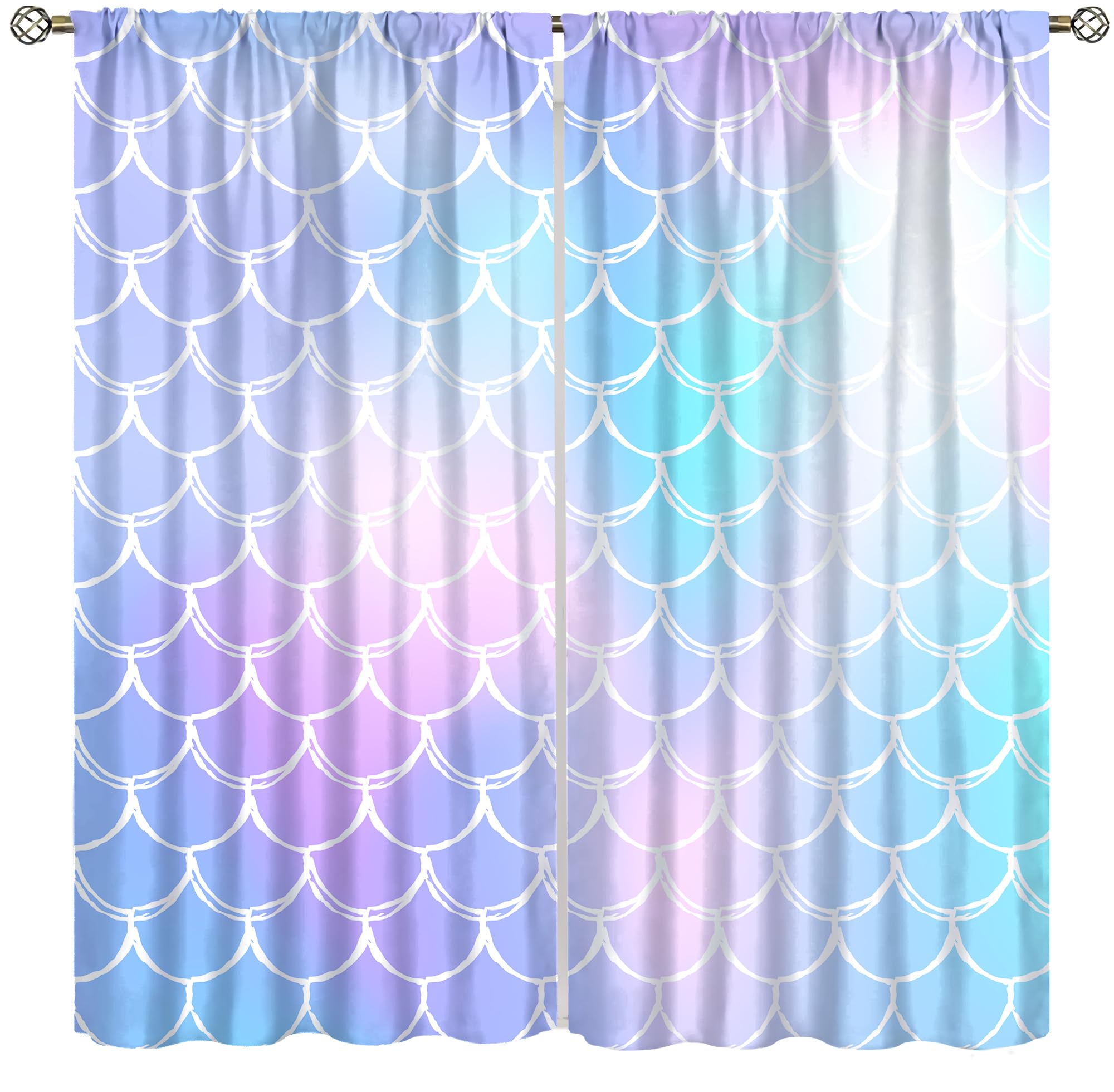 Amazon.com: Mermaid Curtains, Cartoon Watercolor Pastel Sea Animal ...