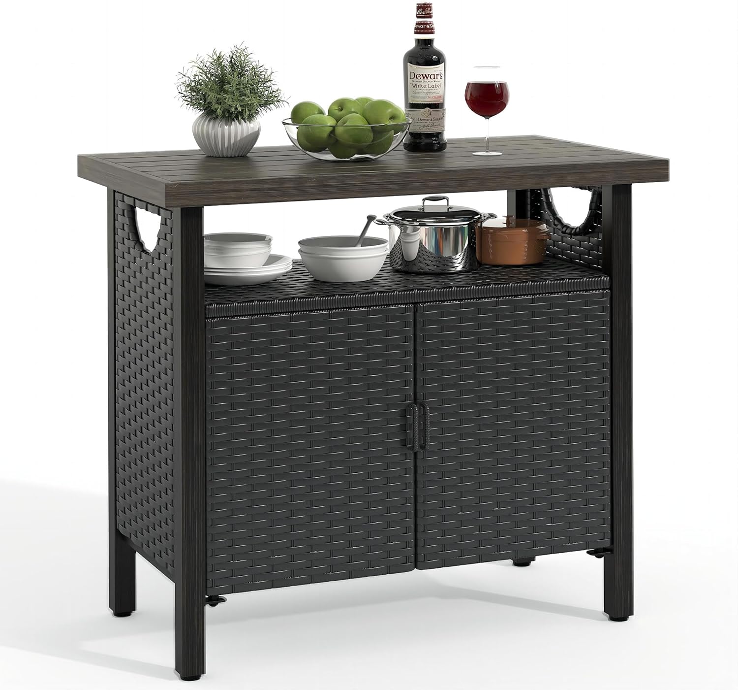 Amazon.com: YITAHOME Outdoor Storage Cabinet, Patio Bar Table with Two ...