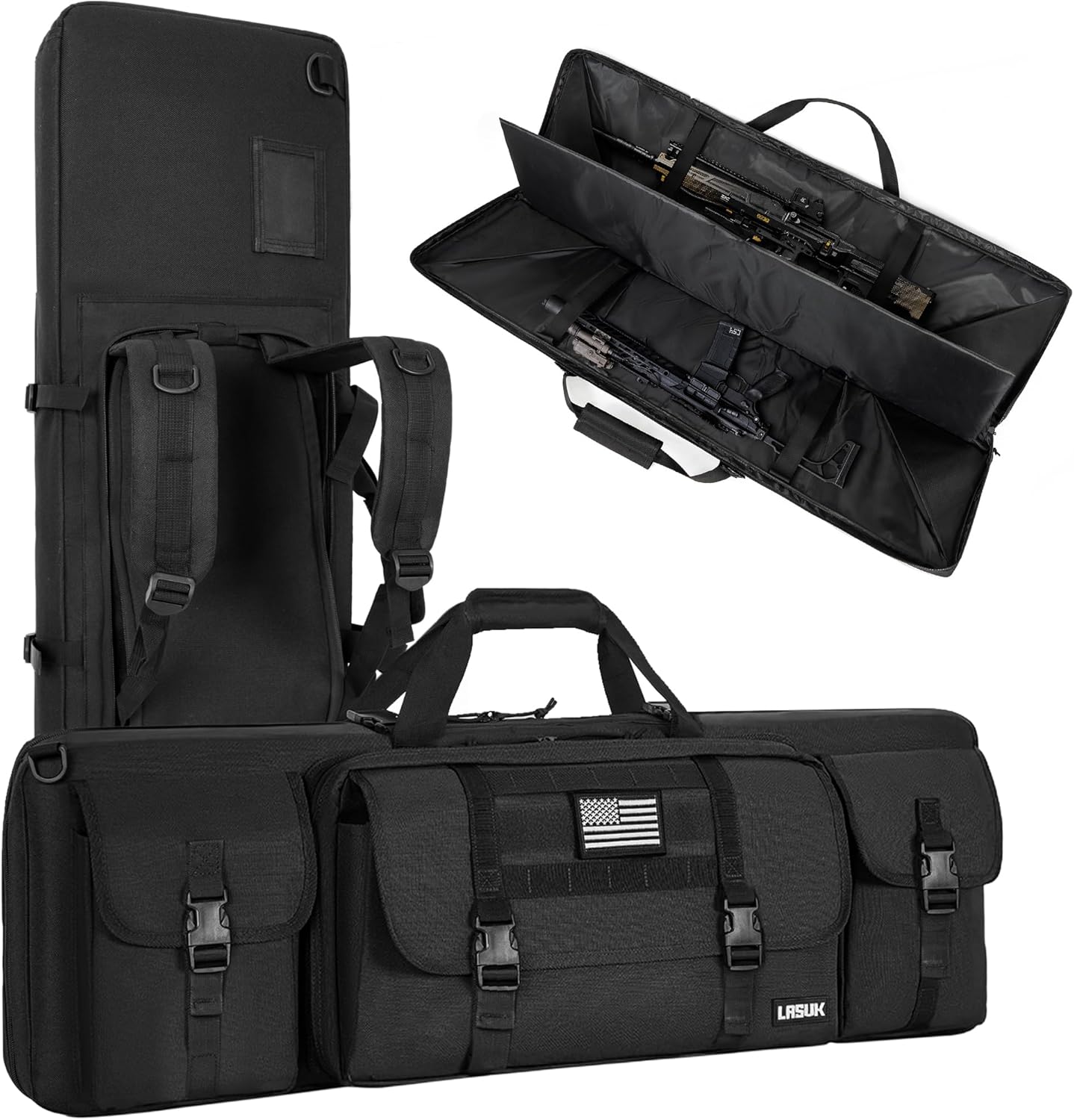 Amazon.com: LASUK Double Rifle Backpack Tactical for 36” Rifles Case ...