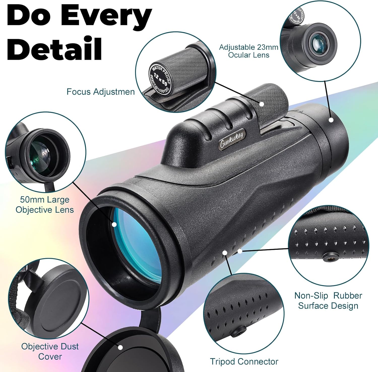 Telescopio monocular de 12 x 50 para adultos y niños, de alta potencia ...
