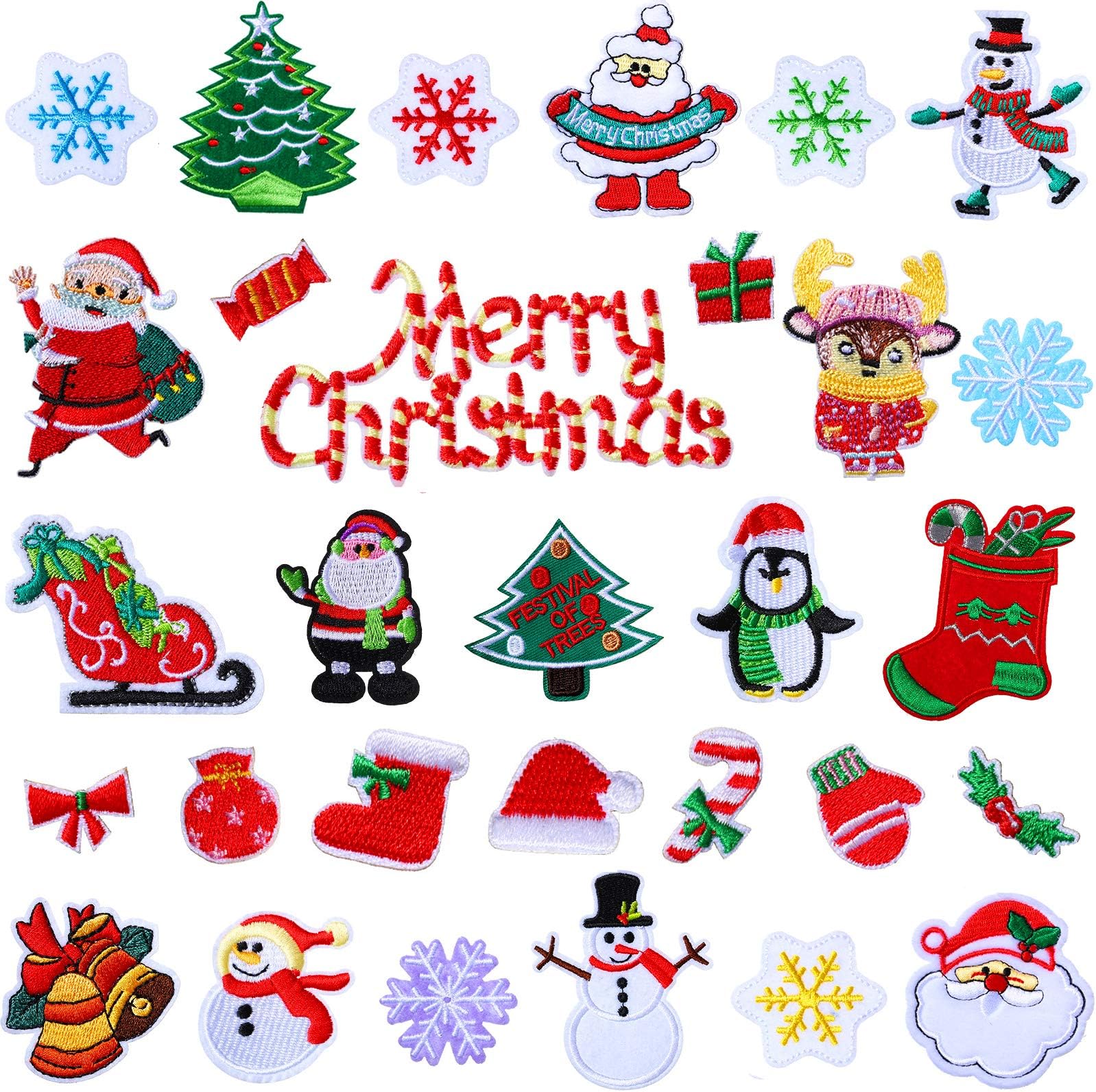 Amazon.com: HSCSO 28 Pcs Christmas Patches Self Adhesive Chenille ...