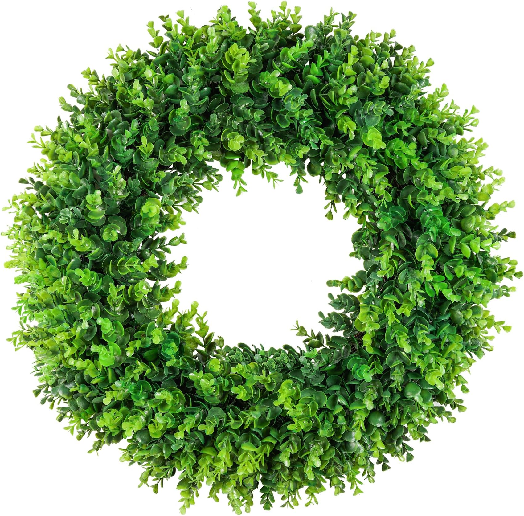 Amazon.com: Mills Floral Company Boxwood Round Wreath, Single Side 16 ...