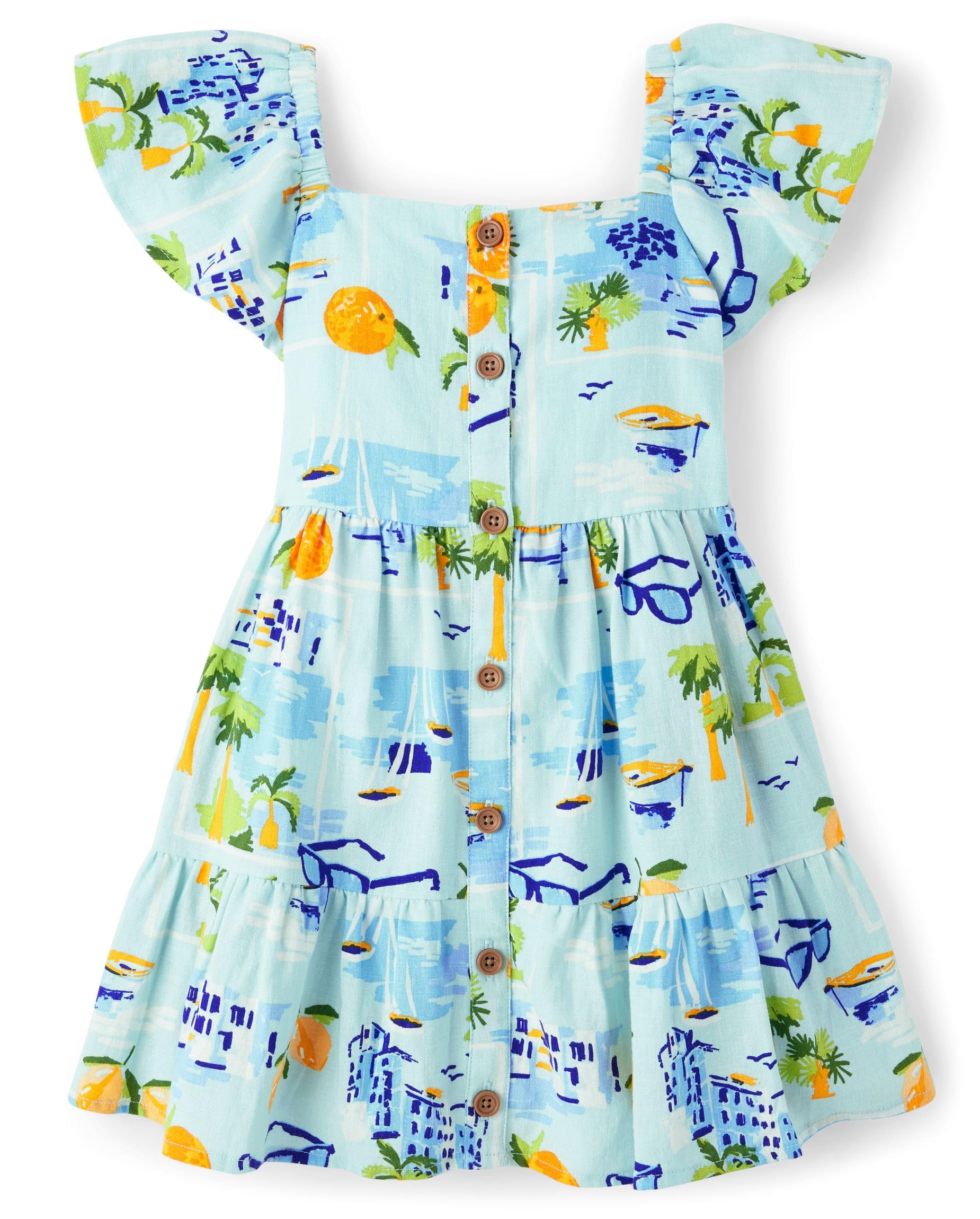 Snapklik.com : Girls,and Toddler Flutter Sleeve Dress,LT Robin,4T